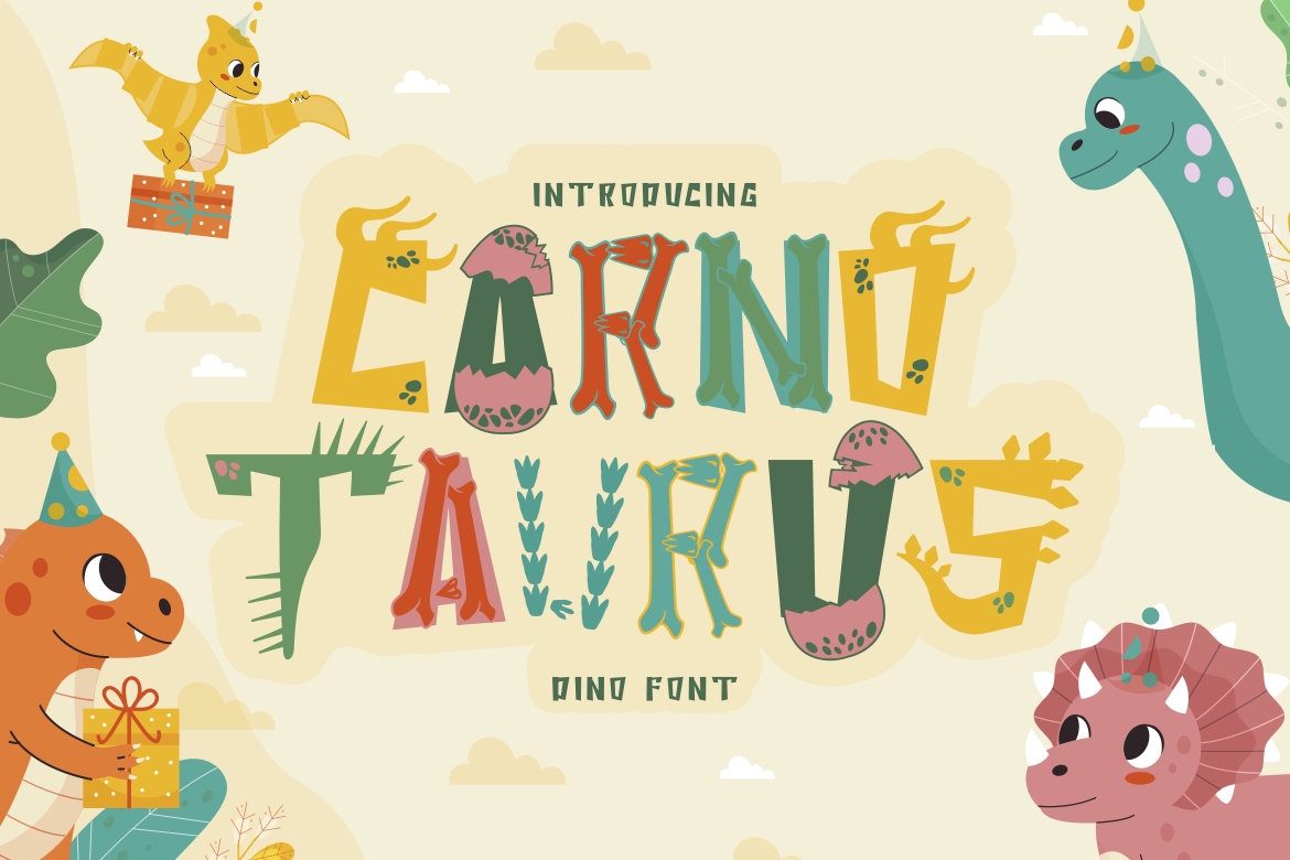 Carnotaurus - Dino Font PutraCetol Studio - Carnotaurus - Dino Font