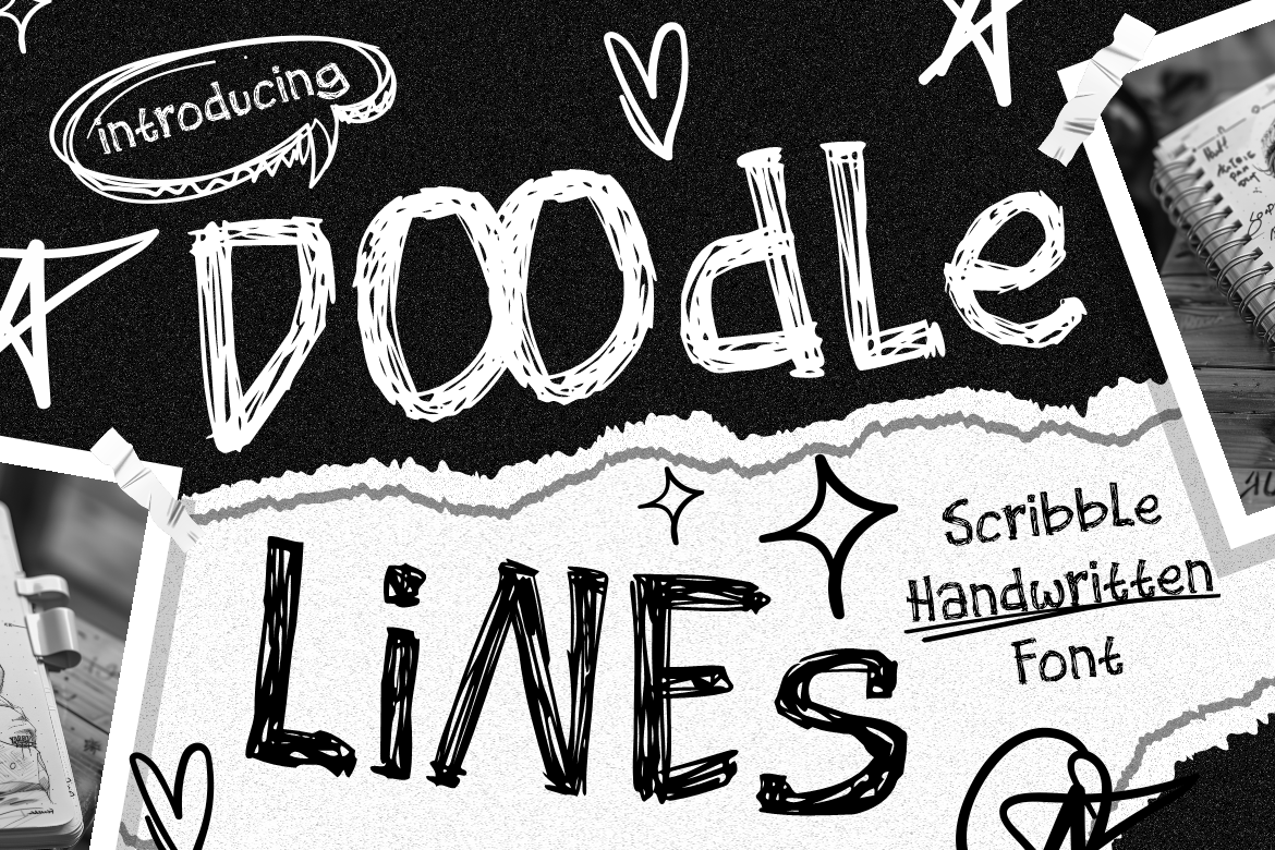 Doodle Lines Scribble Handwritten Font - PutraCetol Studio