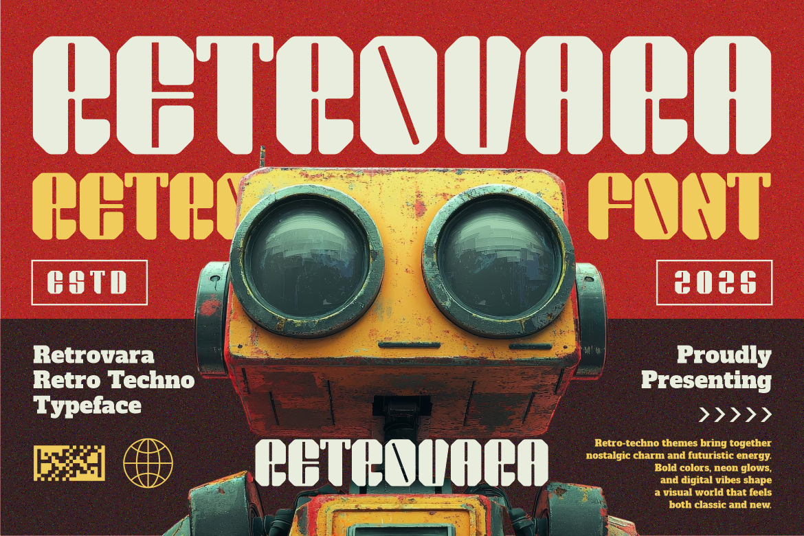 Retrovara Retro Techno Display Font - PutraCetol Studio