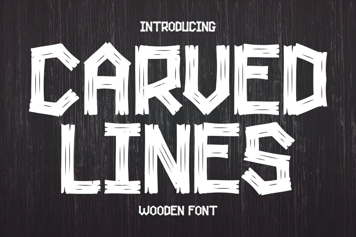 Carved Lines Wooden Font - PutraCetol Studio