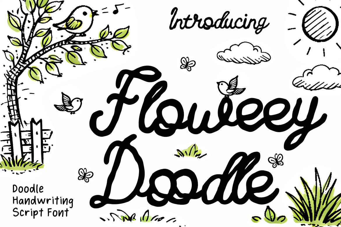 Floweey Doodle Handwriting Script Font - PutraCetol Studio