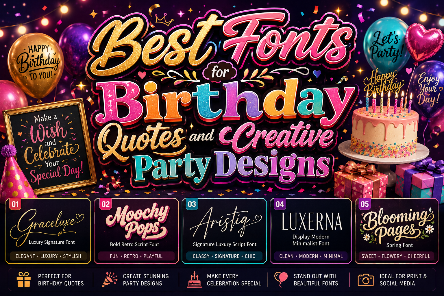 Best Fonts for Birthday Quotes and Creative Party Designs - PutraCetol ...